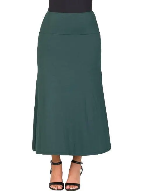 24SEVEN COMFORT APPAREL Petite Elastic Waist Maxi Skirt - Hunter