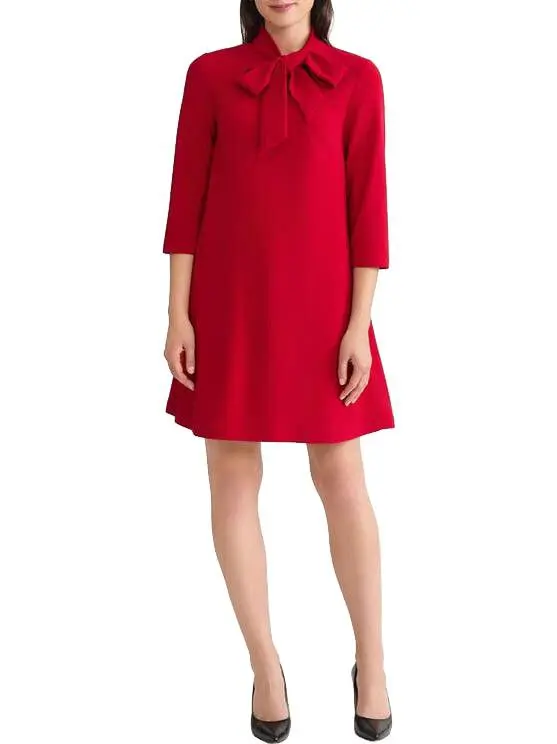 Ming Wang Stretch Deco Crepe Tie-neck Tent Dress - Holiday