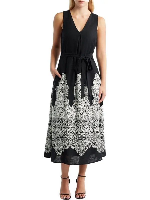 Halogen Tie Waist Sleeveless Maxi Dress - Rich Black