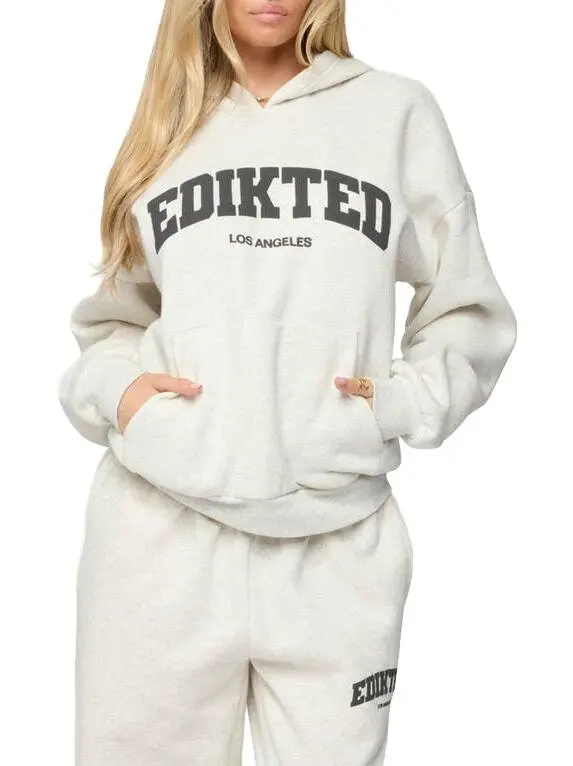 EDIKTED Pullover Fleece Hoodie - Gray-melange