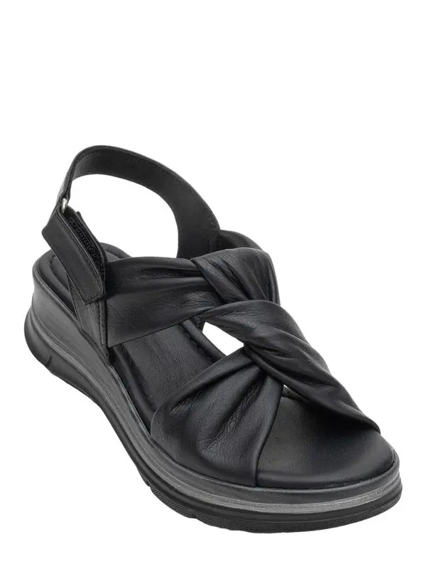 FOREVER & ALWAYS SHOES Oara Leather Sandal - Black Leather