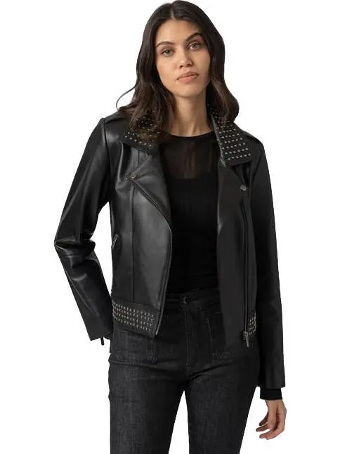 SAINT + SOFIA Bonham Studded Biker Jacket - Black