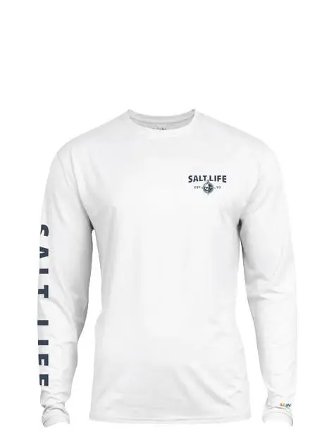 SALT LIFE Heavy Seas Performance Long Sleeve Tee - White