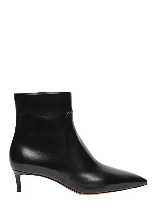 Santoni Leather Ankle Boot - Black