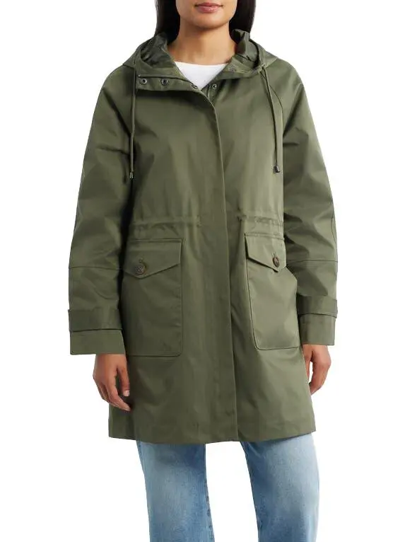 Bernardo Hooded Longline Raincoat - Olive