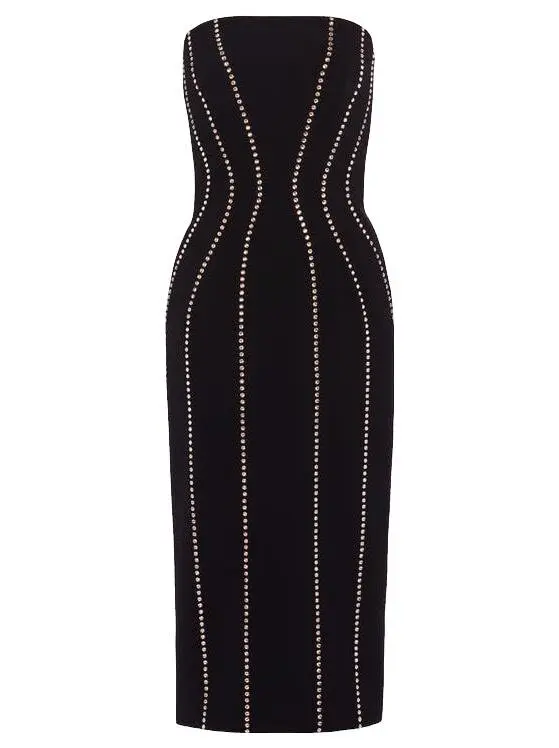 Jenny Packham Verity Embellished Midi Dress - Liquorice