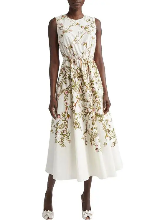 Giambattista Valli Floral Sleeveless Cotton Midi Dress - Rose Multi