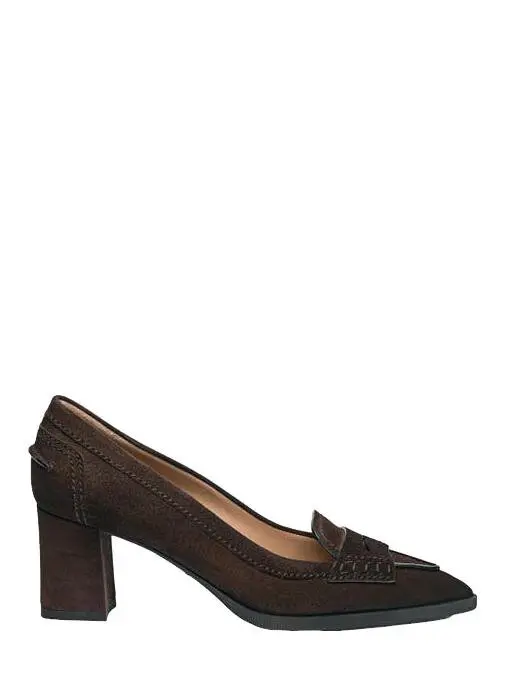 Santoni Seta Suede Mid-heel Pumps - Brown
