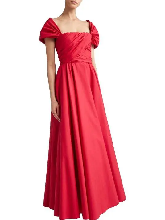 Giambattista Valli Convertible Neckline Cotton Poplin Ballgown - Red