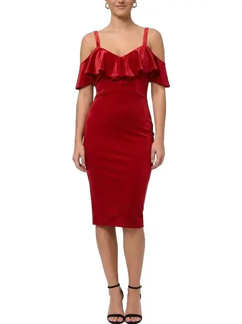 Rachel Rachel Roy Marcella Off The Shoulder Ruffle Midi Dress - Chili