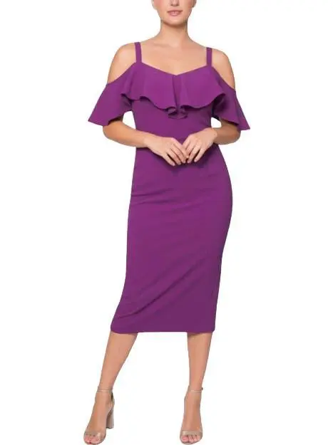 Rachel Rachel Roy Marcella Off The Shoulder Ruffle Midi Dress - Plum