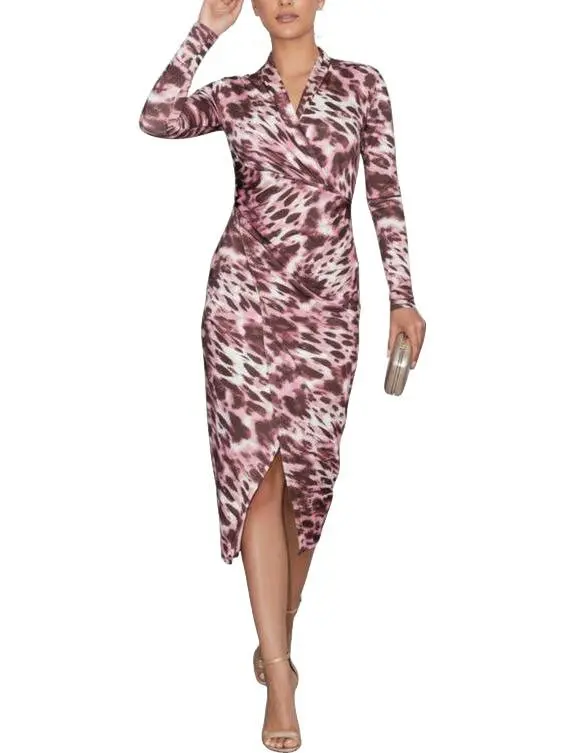 Rachel Rachel Roy Bret Wrap Front Midi Dress - Mauve Animal