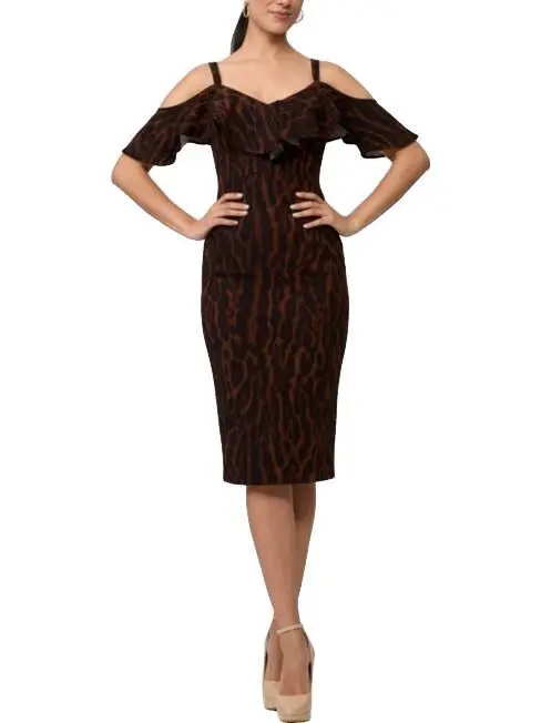 Rachel Rachel Roy Marcella Printed Off-the-shoulder Ruffle Midi Dress - Holiday Leopard