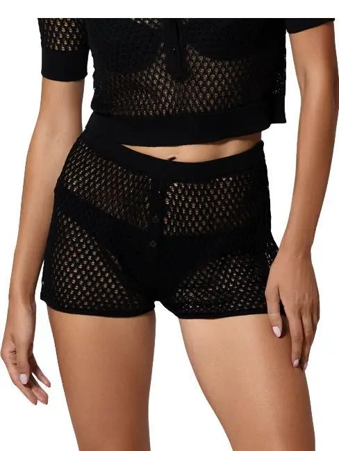 Kiki De Montparnasse Silk Crochet Short - Black