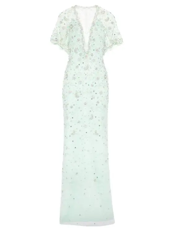 Jenny Packham Luna Embellished Gown - Lagoon