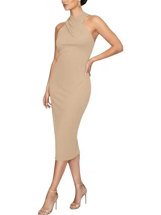 Rachel Rachel Roy Harland Crossover Halter Midi Dress - Almond