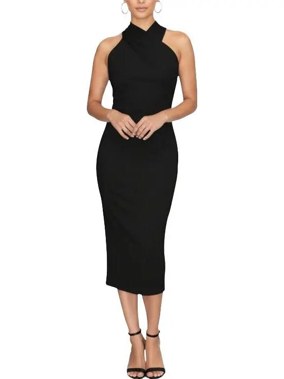 Rachel Rachel Roy Harland Crossover Halter Midi Dress - Black
