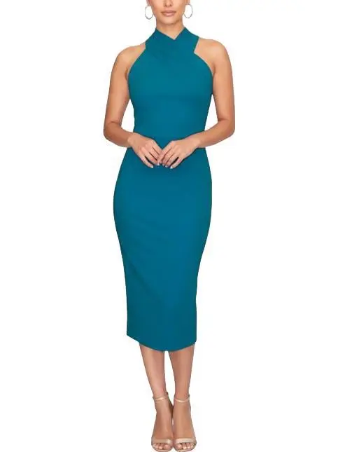 Rachel Rachel Roy Harland Crossover Halter Midi Dress - Evergreen