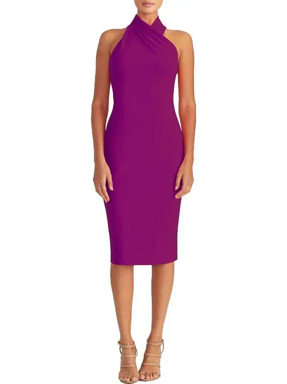 Rachel Rachel Roy Harland Crossover Halter Midi Dress - Fuchsia