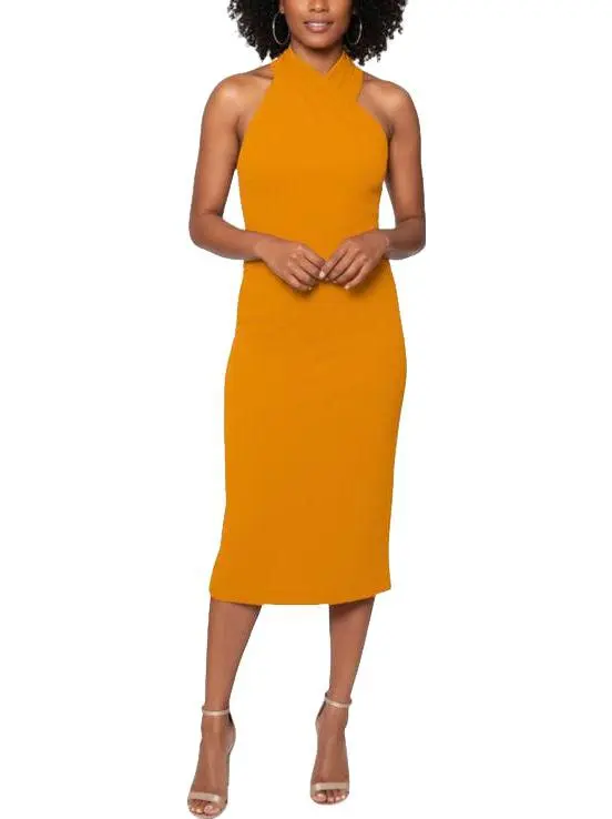 Rachel Rachel Roy Harland Crossover Halter Midi Dress - Honey