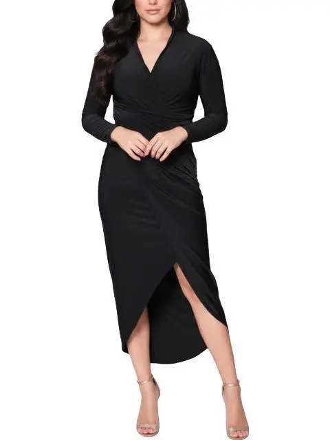 Rachel Rachel Roy Wrap Front Midi Dress - Black