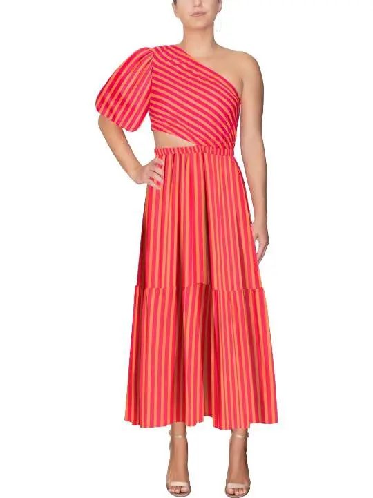 Rachel Rachel Roy Rae One-shoulder Cotton Maxi Dress - Canteloupe Stripe