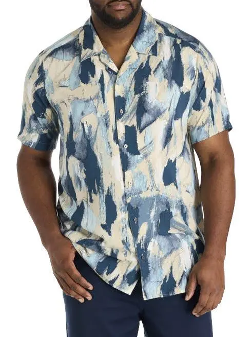 Perry Ellis Big & Tall Abstract Print Sport Shirt - Blue Mirage