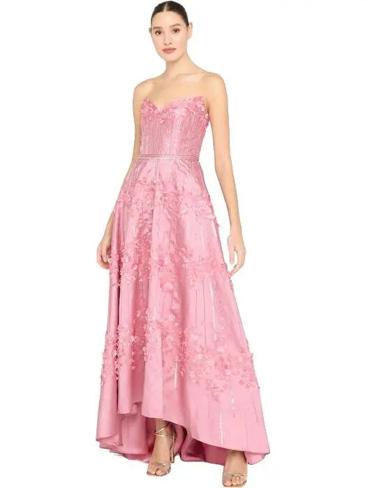 Theia Toby Beaded Gown - Wild Rose