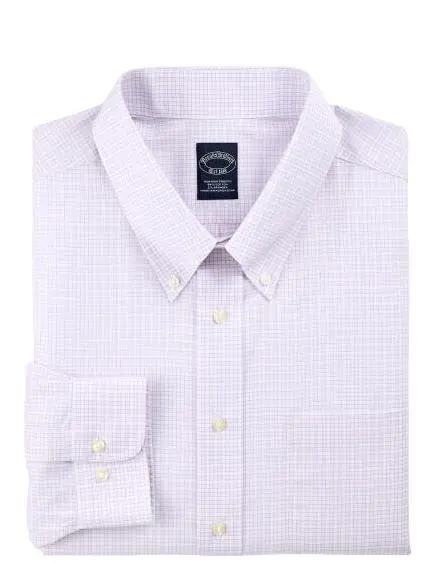 Brooks Brothers Big & Tall Non-iron Grid Patterned Dress Shirt - Peach