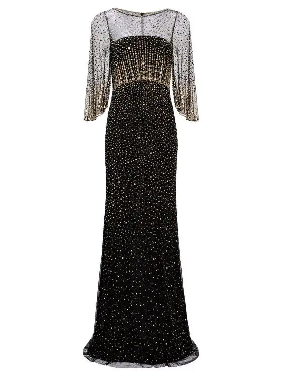 Jenny Packham Kiya Embellished Maxi Gown - Liquorice