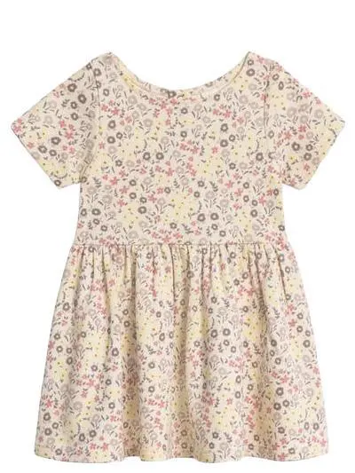 COLORED ORGANICS Organic Cotton Stella Short Sleeve Swing Dress - Giada Floral/lilla
