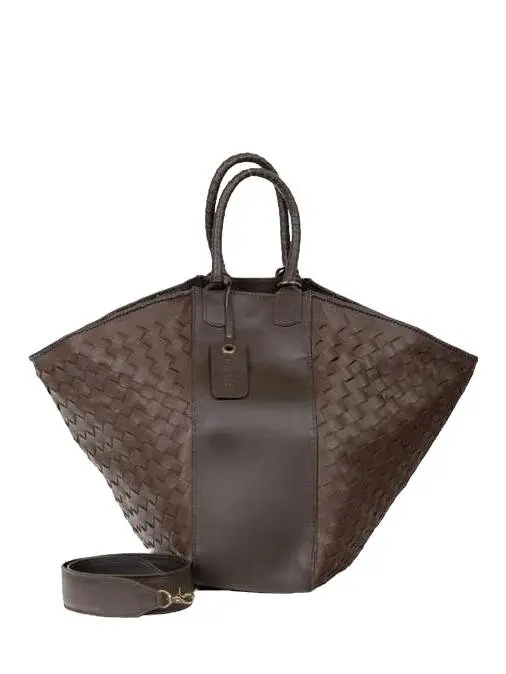 DEUX MAINS All Day Leather Tote - Dark Brown