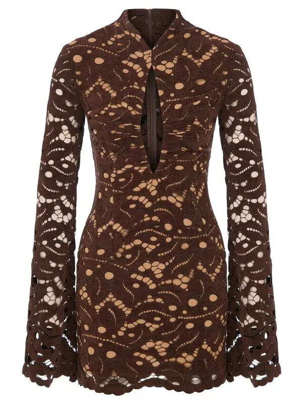 Maeve Erika Lace Mini Dress - Brown