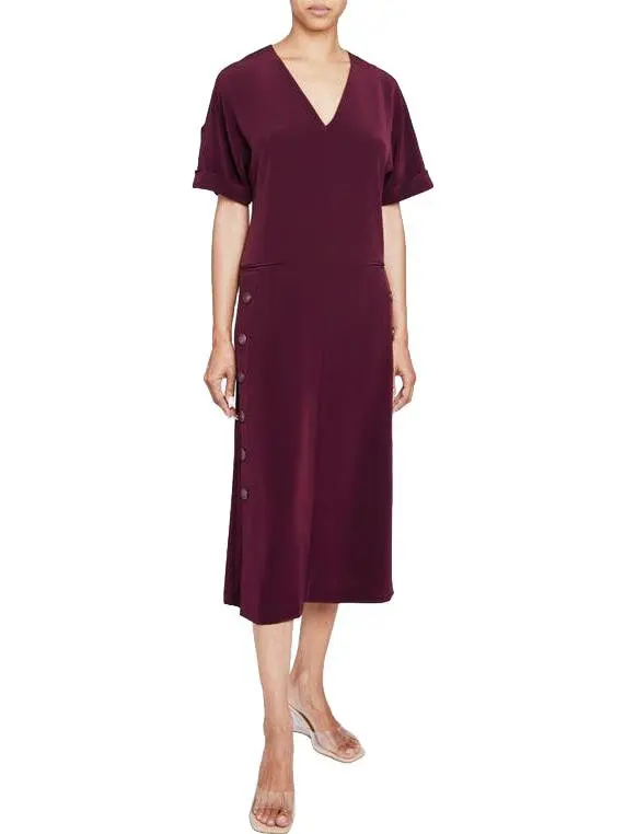 Santorelli Serafina Short Sleeve Midi A-line Sheath Dress - Burgundy