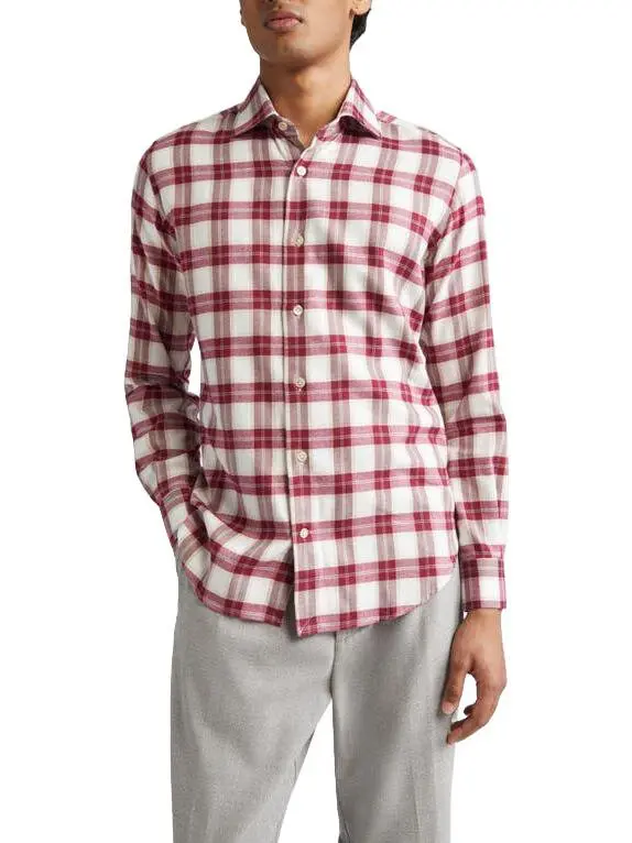 Eleventy Dandy Plaid Button-up Shirt - 84 Raspberry