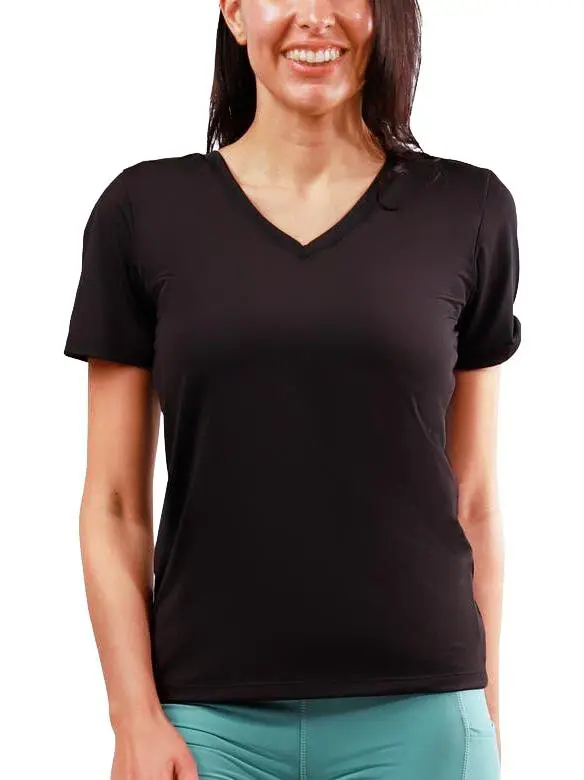 UV SKINZ Short Sleeve Reverse Neck Tee - Black