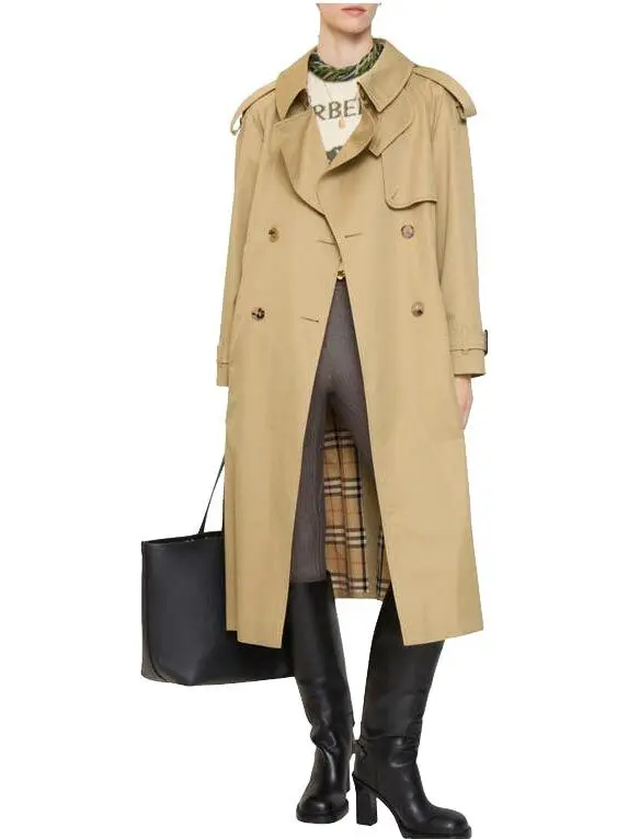 Burberry Long Gabardine Fitzrovia Trench Coat - Beige