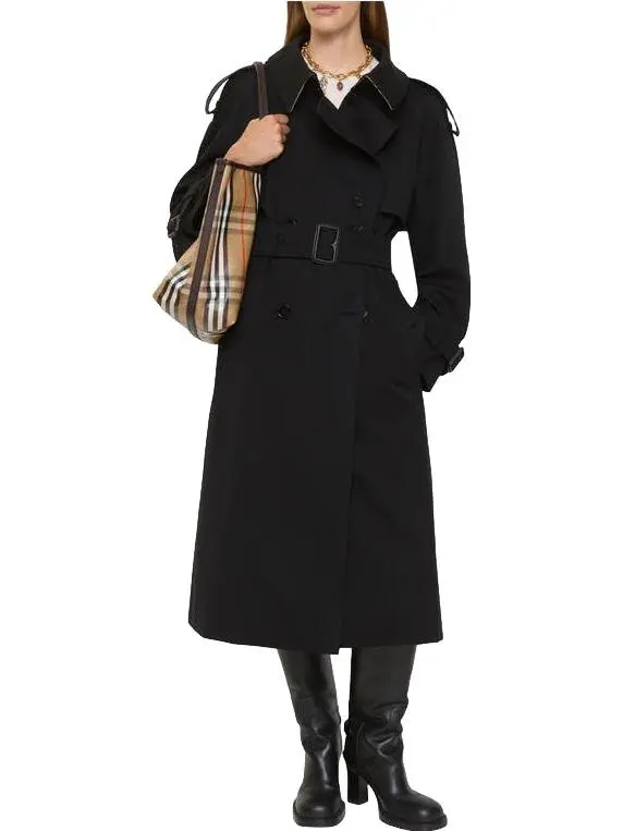Burberry Long Gabardine Fitzrovia Trench Coat - Black