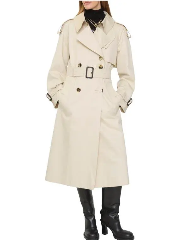 Burberry Long Gabardine Fitzrovia Trench Coat - Clam Beige