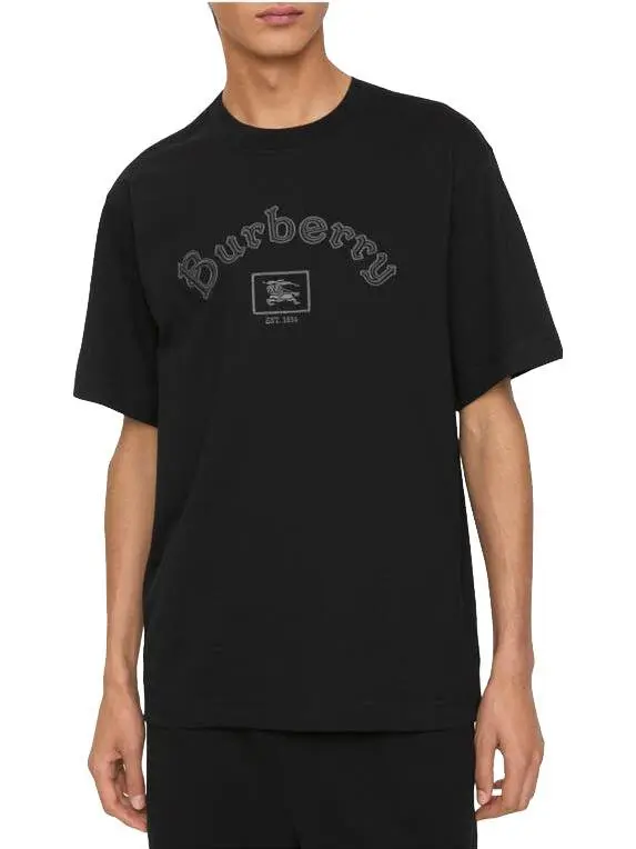 Burberry Gothic Logo Cotton T-shirt - Black