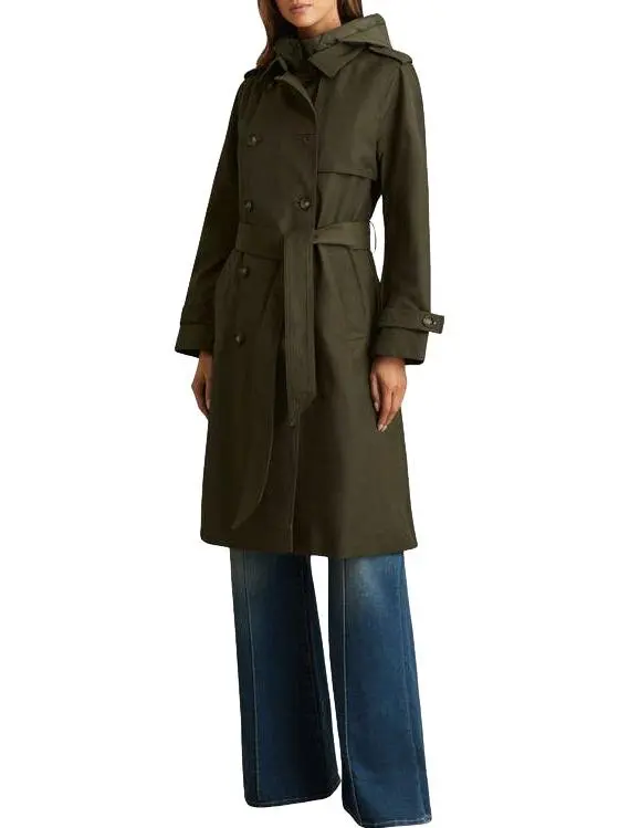 REISS Azura Hooded Trench Coat - Khaki