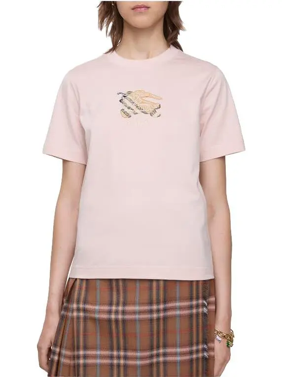 Burberry Check Cotton T-shirt - Bouquet Pink
