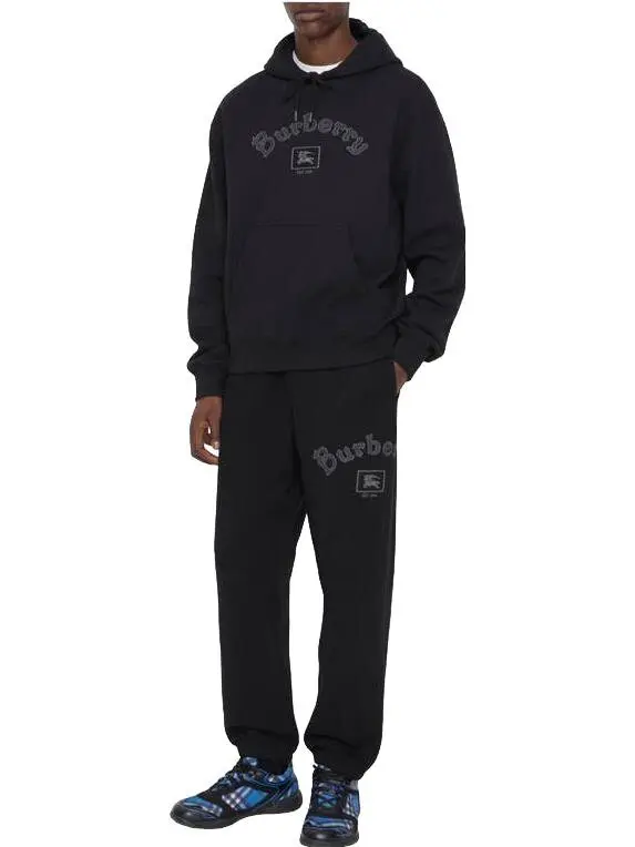 Burberry Gothic Logo Cotton Jogging Pants - Black