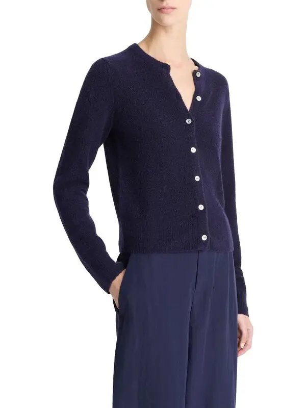 Vince Silk And Cashmere Bouclé Cardigan - Twilight