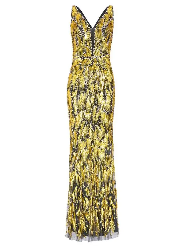 Jenny Packham Marion Maxi Gown - Shadow Grey/gold