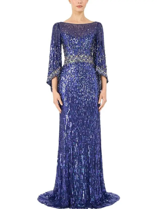 Jenny Packham Ines Sequin-embellished Gown - Delphinium