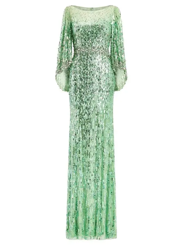 Jenny Packham Ines Sequin-embellished Gown - Eucalyptus