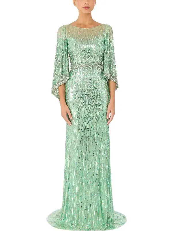 Jenny Packham Ines Sequin-embellished Gown - Eucalyptus