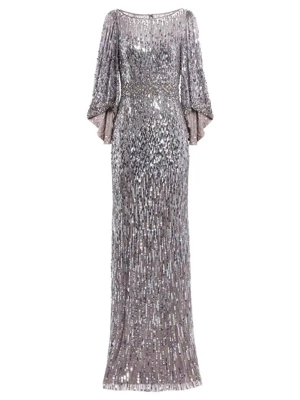 Jenny Packham Ines Sequin-embellished Gown - Granite