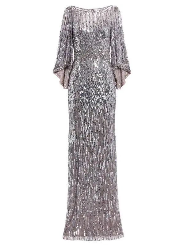 Jenny Packham Ines Sequin-embellished Gown - Granite